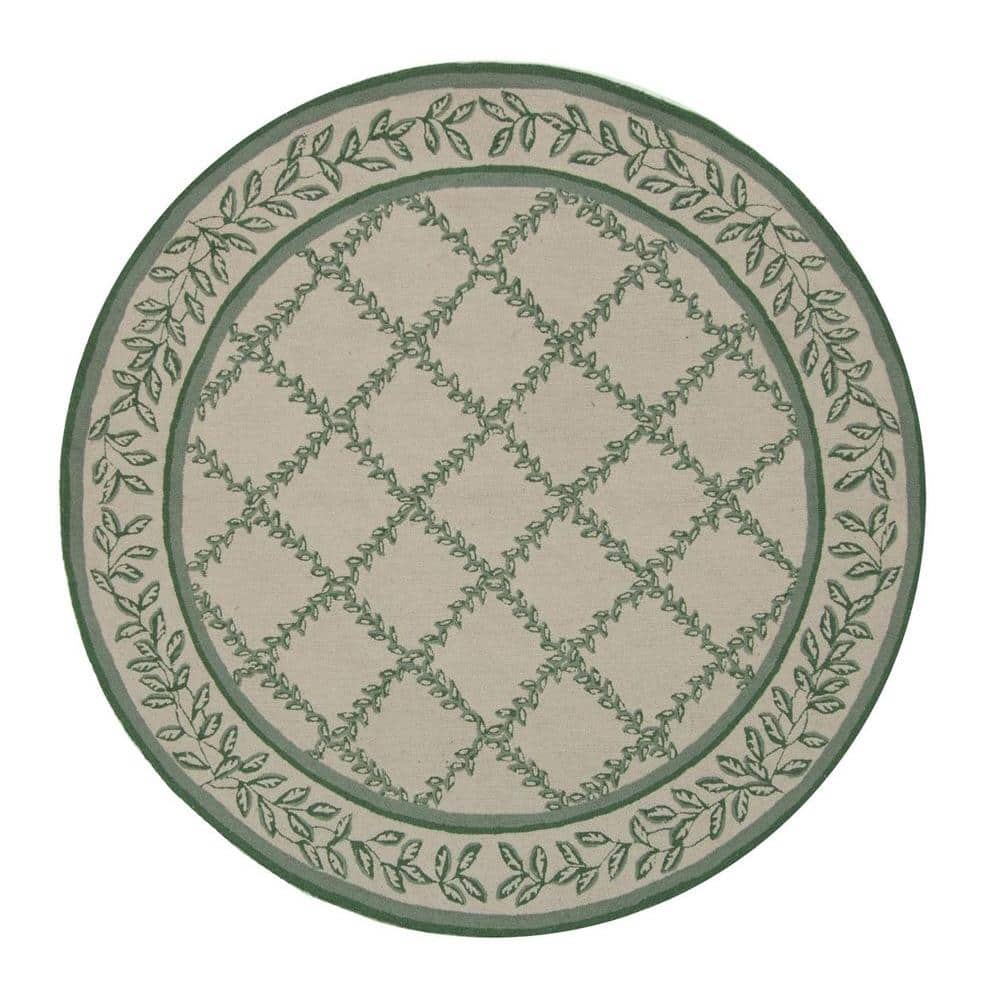 SAFAVIEH Chelsea Ivory/Light Green 8 ft. x 8 ft. Round Border Area Rug ...