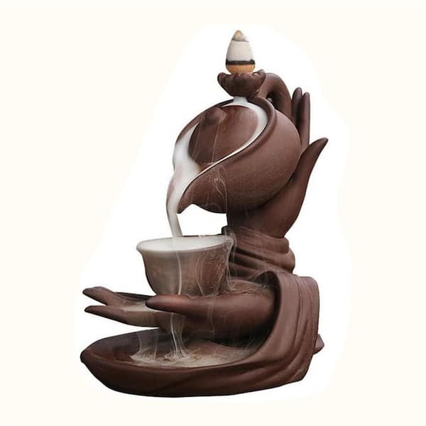 Afoxsos Ceramic Backflow Incense Burner Teapot Shape Smoke Waterfall ...