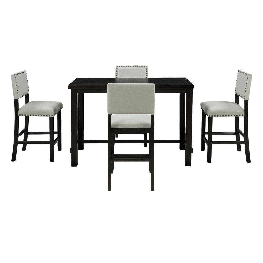 Utopia 4niture Amelita 5-Piece Wood Top Black Counter Height Dining Set ...