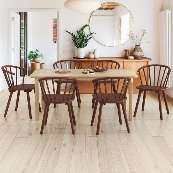 LUE BONA Winson Walnut Solid Wood Talia Dining Chair Windsor Back Farmhouse Spindle Dining Chair Side Chair Set of 6 6DPTHD23WSCY 3