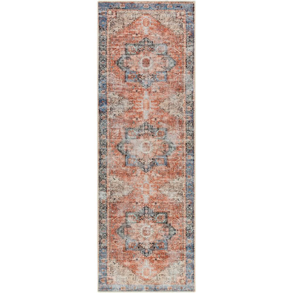Livabliss Gilda Coral 3 ft. x 18 ft. Indoor Machine-Washable Area Rug ...