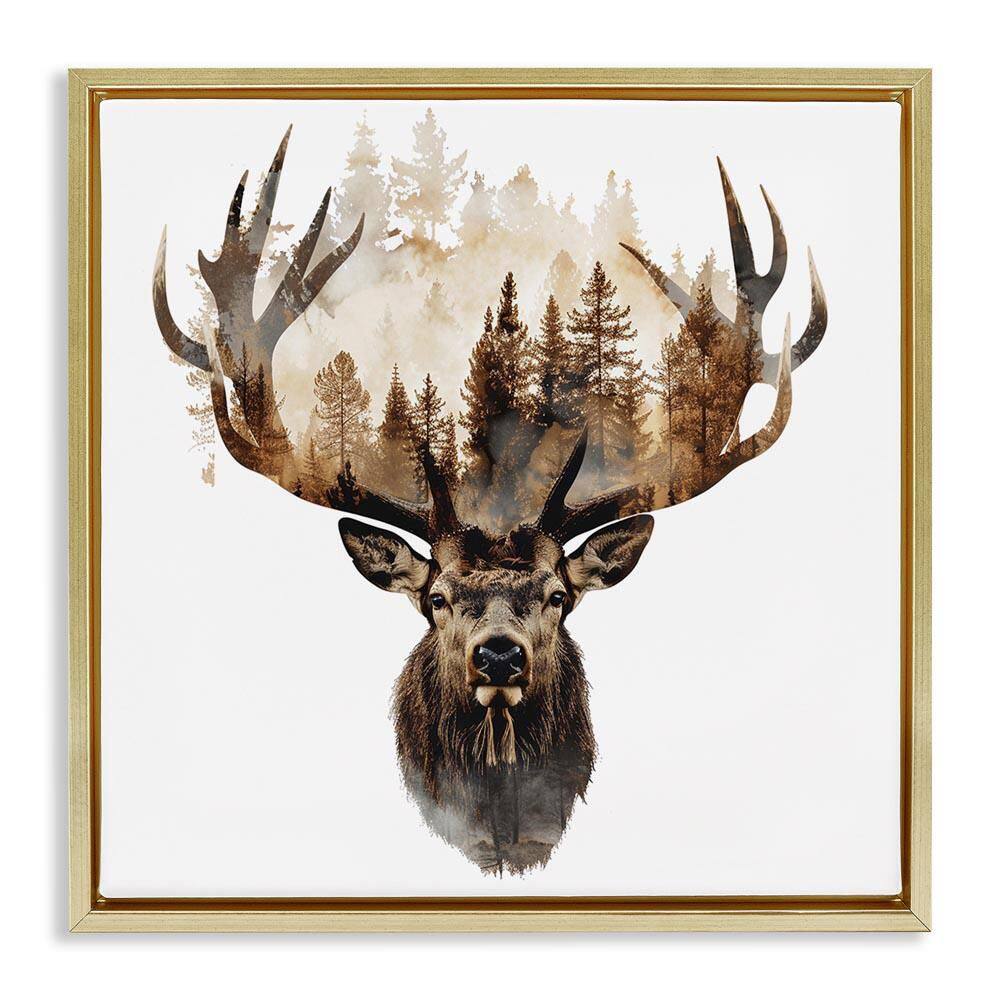 Stupell Industries Deer Forest Silhouette by LSR Design Studio Gold ...