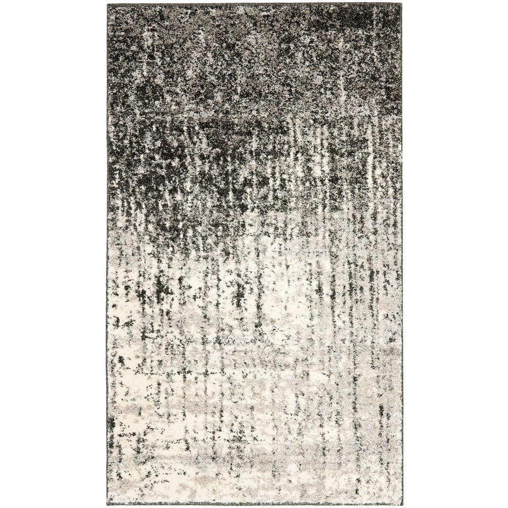 SAFAVIEH Retro Black/Grey 4 ft. x 6 ft. Solid Area Rug RET2770-9079-4 ...