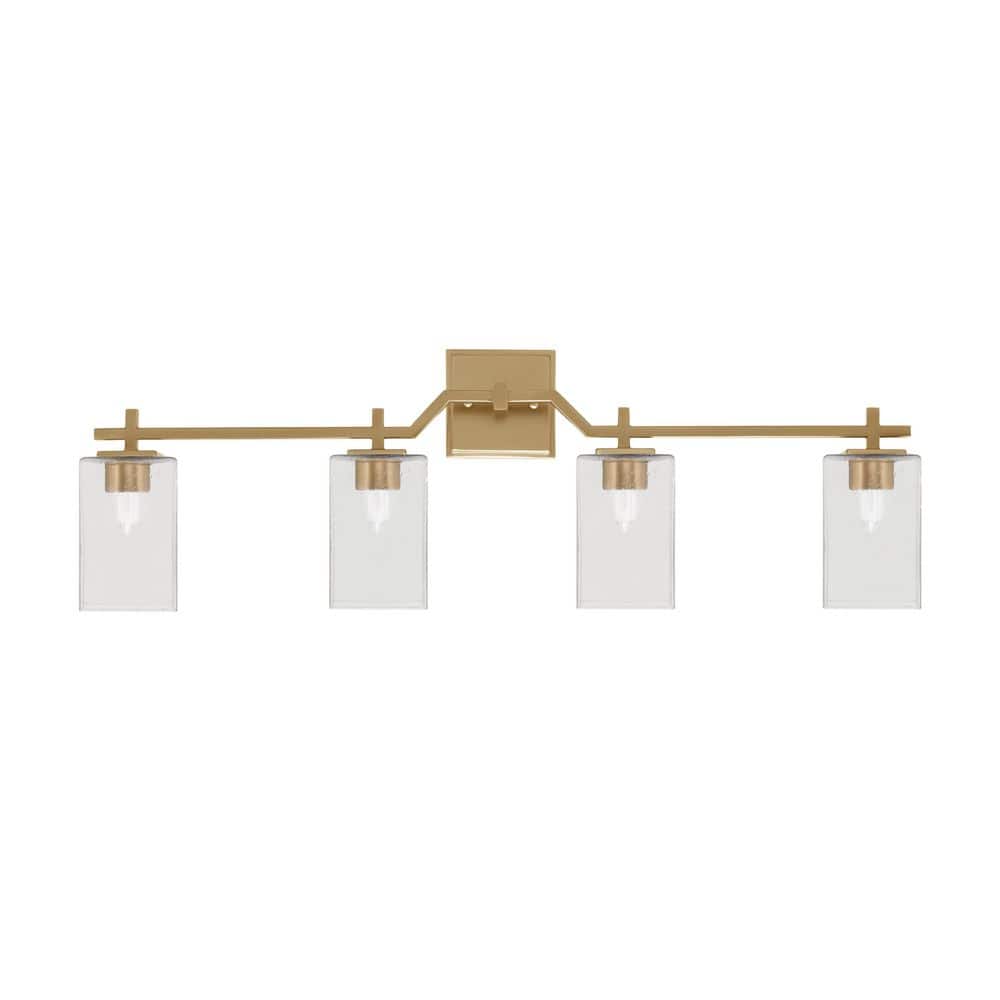 Bridgewater 34 in. 4 Light Vanity Light New Age Brass with 4 in. Square ...