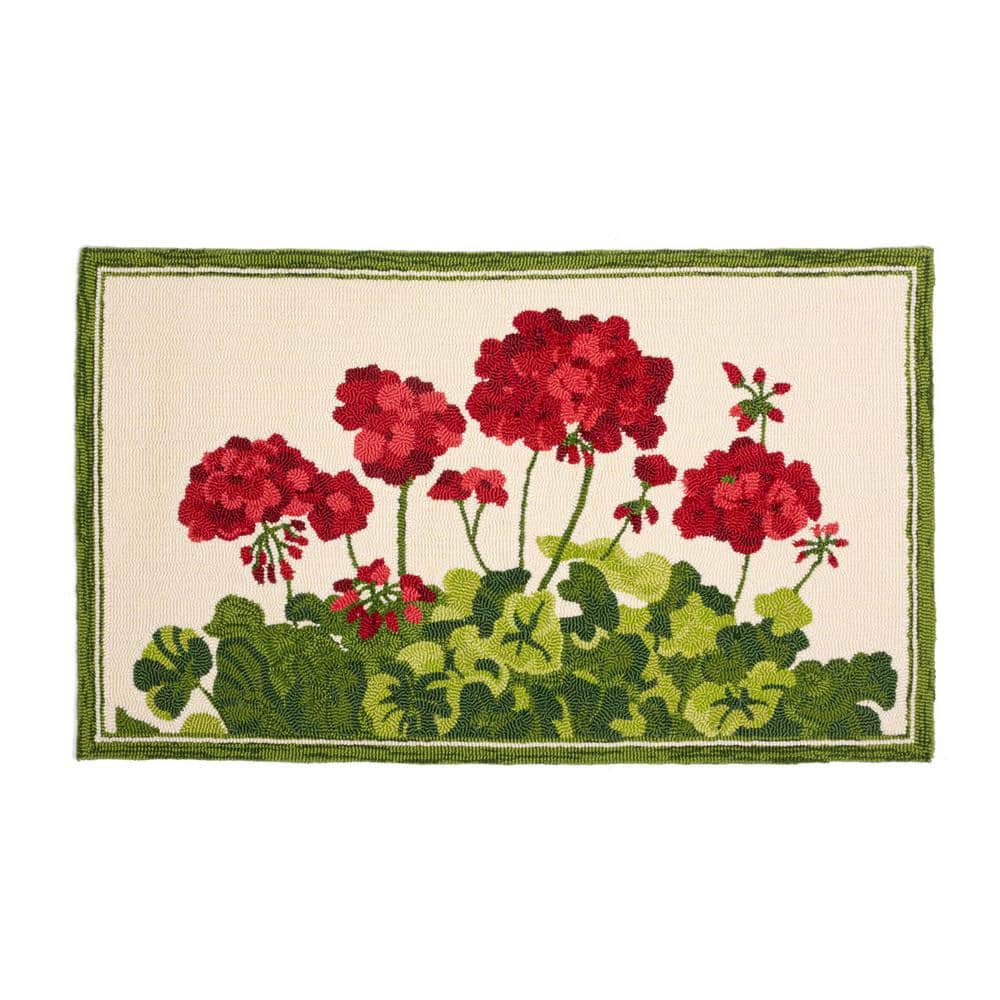 Evergreen Multi-Colored 24 in. x 42 in. Geranium Hooked Indoor/Outdoor ...