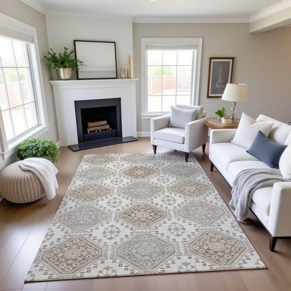 Addison Rugs Mayfield Premium Machine Washable Abstract AMF1442 Ivory 9 ...