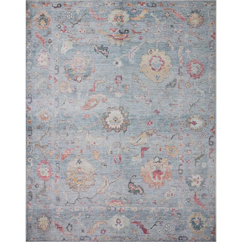 Loloi Elysium Denim/Multi 9 ft. 6 in. x 9 ft. 6 in. Round Printed ...