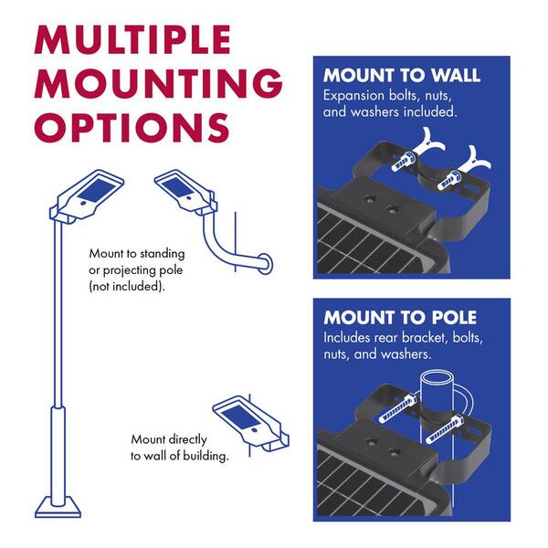 Wagan Tech Solar Powered Black 1600 Lumens Motion Activated Outdoor ...