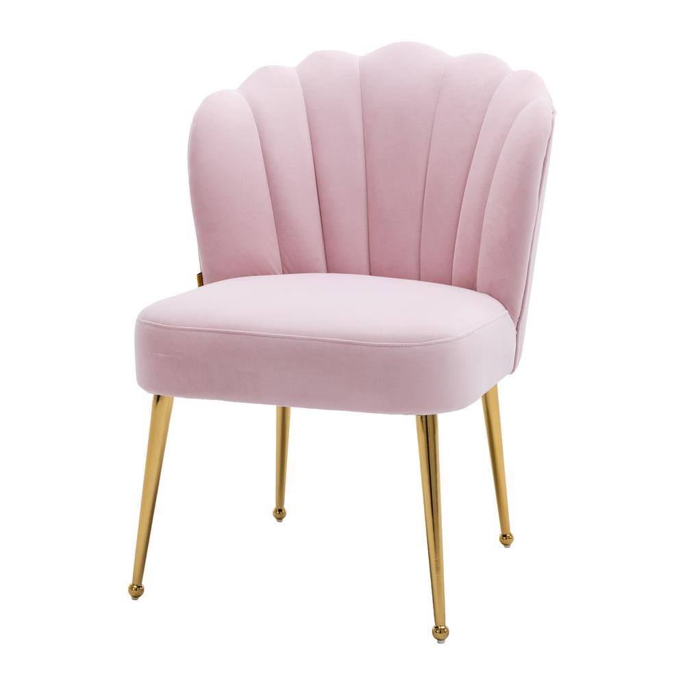 Boyel Living Pink Modern Seashell Design Velvet Golden Legs Side Chair ...