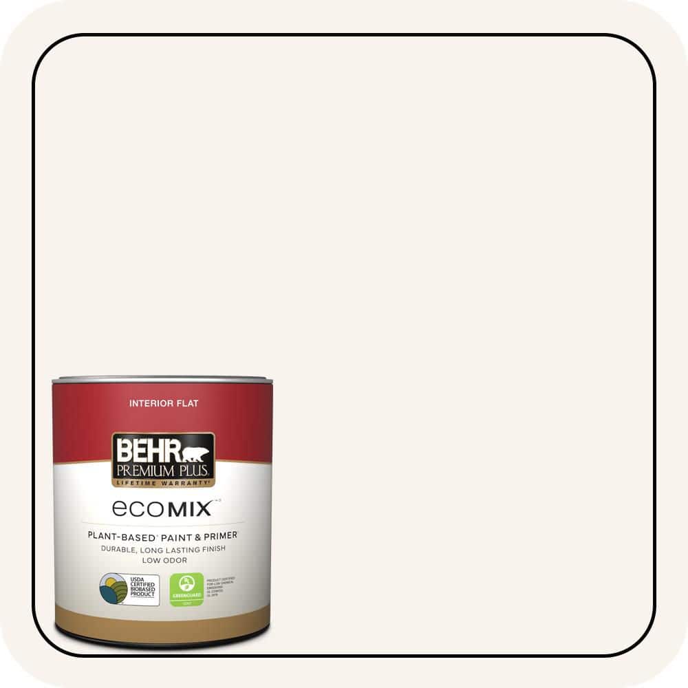 BEHR PREMIUM PLUS 1 qt. #PR-W13 Crystal Cut Flat EcoMix Plant-Based ...