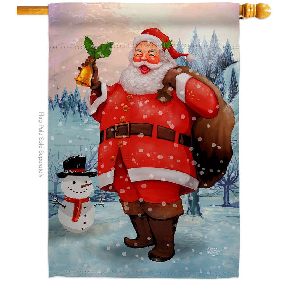 Ornament Collection 28 in. x 40 in. Joyful Santa Winter House Flag ...
