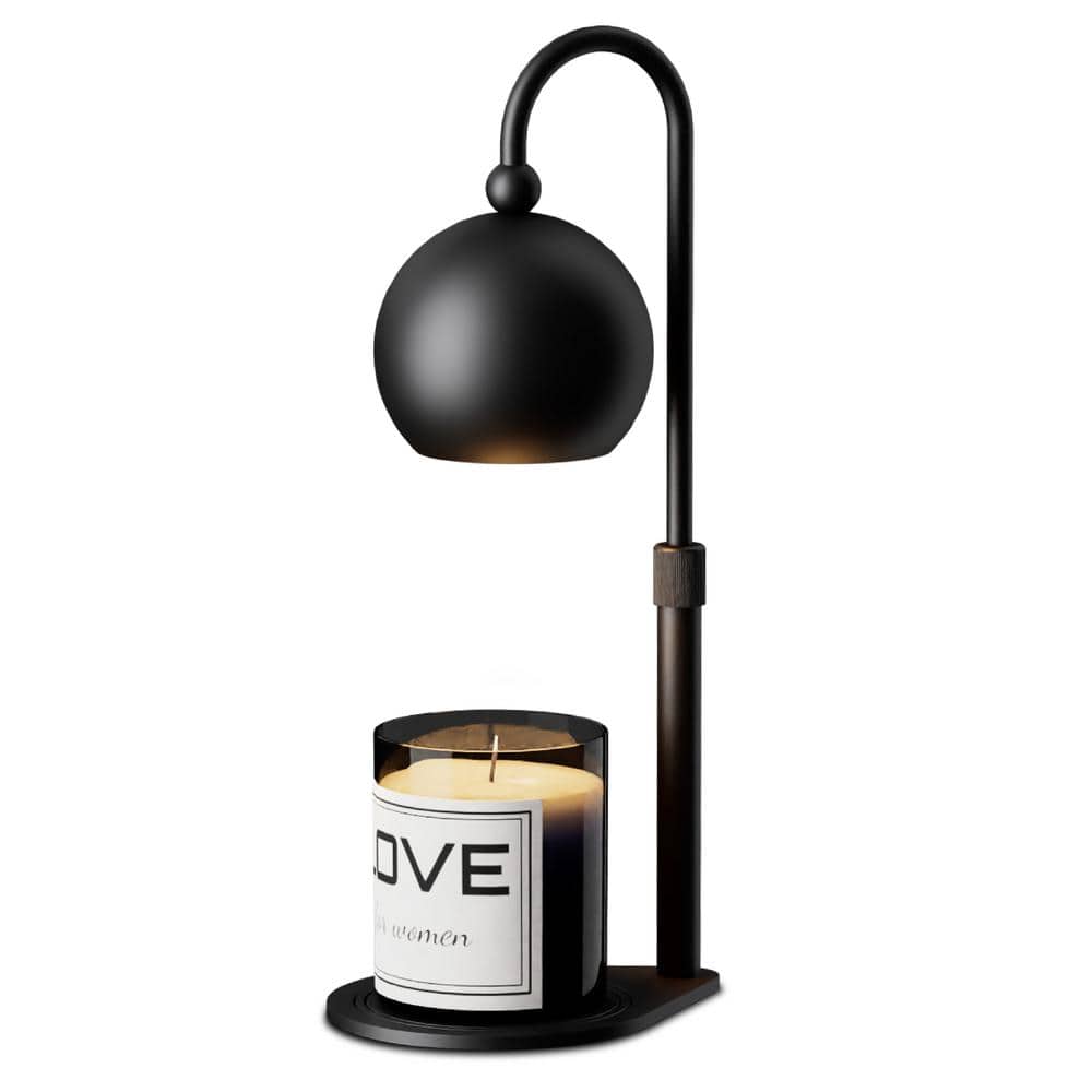 Tivleed 14 in. Black Metal Candle Melting Lamp Plus Table Lamp in 1 ...