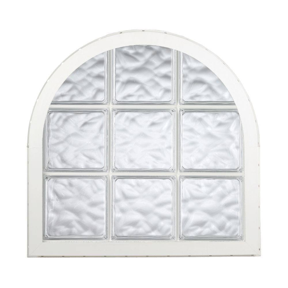 Hy-Lite 42 in. x 50 in. Acrylic Block Round Top Vinyl Window in White ...