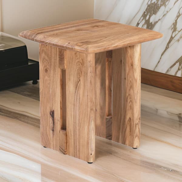 Benjara 18 in. Brown Rectangle Wood End Table with Panel Legs BM318507 ...