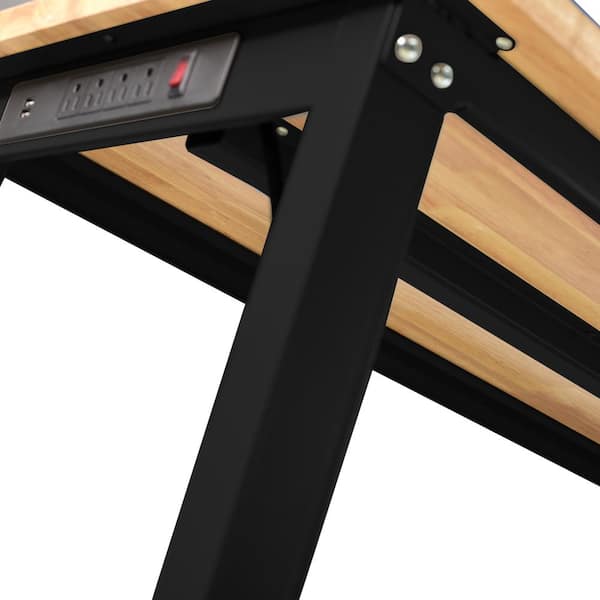 Frontier 48 in. W x 20 in. D Adjustable Height Wood Top Workbench Table ...