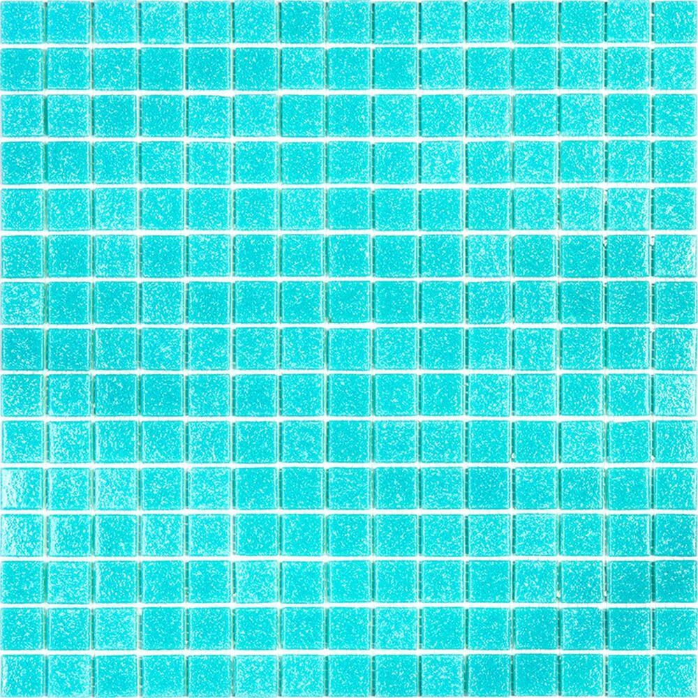 Apollo Tile Dune Glossy Neon Aqua Green 12 in. x 12 in. Glass Mosaic ...