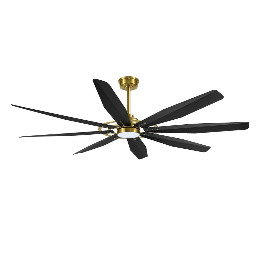 MLiAN 72 in. 8 Blades Black and Gold Indoor LED Ceiling Fan with Remote ...