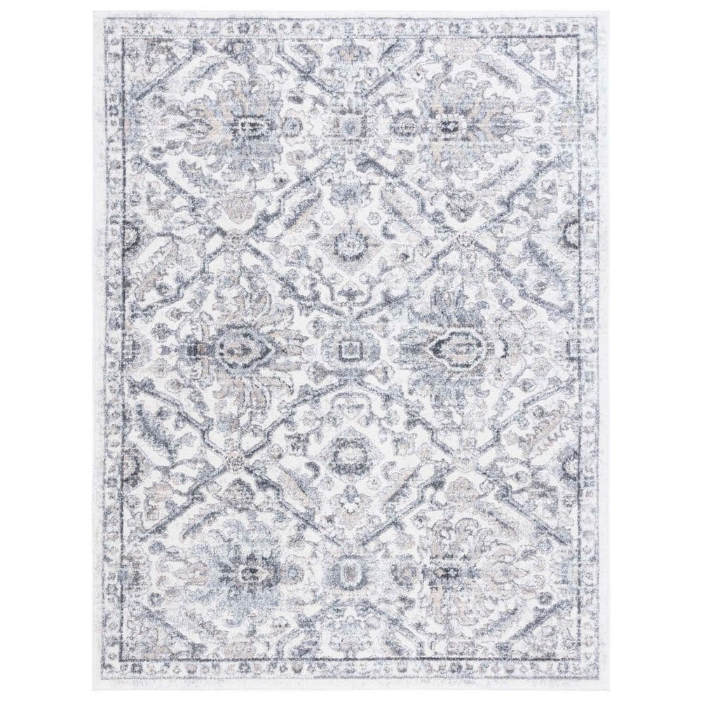 SAFAVIEH Opal 8 ft. x 10 ft. Gray/Ivory Ornate Floral Border Area Rug ...