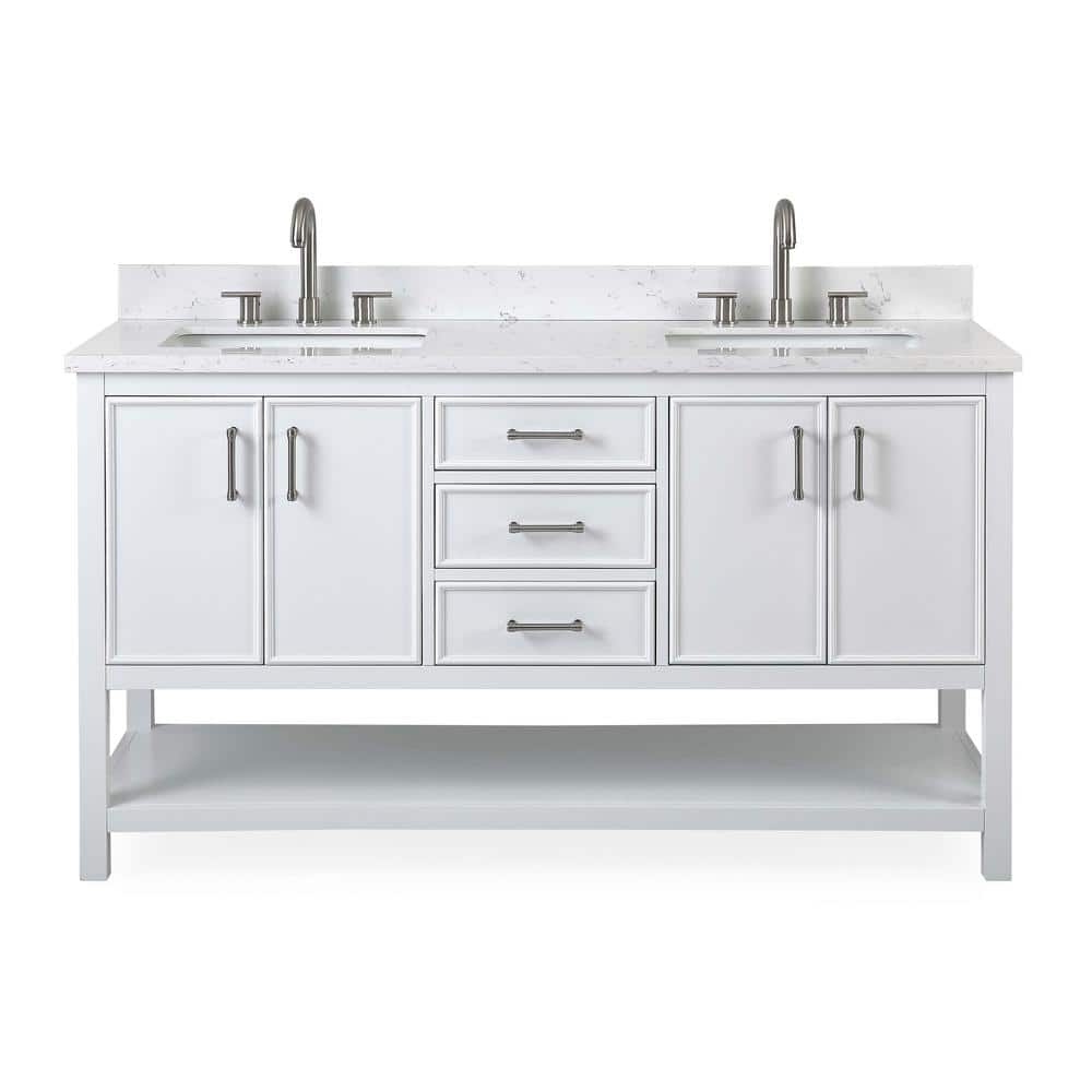 Benton Collection Felton 60 in. W x 22 in. D x 35 in. H Bathroom Vanity ...