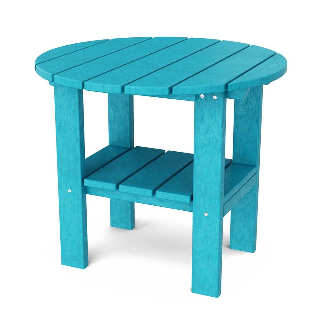 Wildridge Classic Aruba Blue HDPE Plastic Outdoor Round Side Table LCC ...