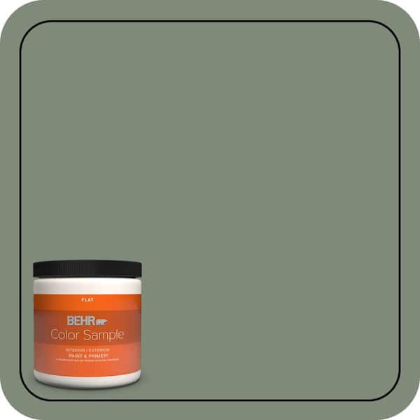 BEHR PREMIUM PLUS 8 oz. #N400-5 Thai Basil Flat Interior/Exterior Paint ...