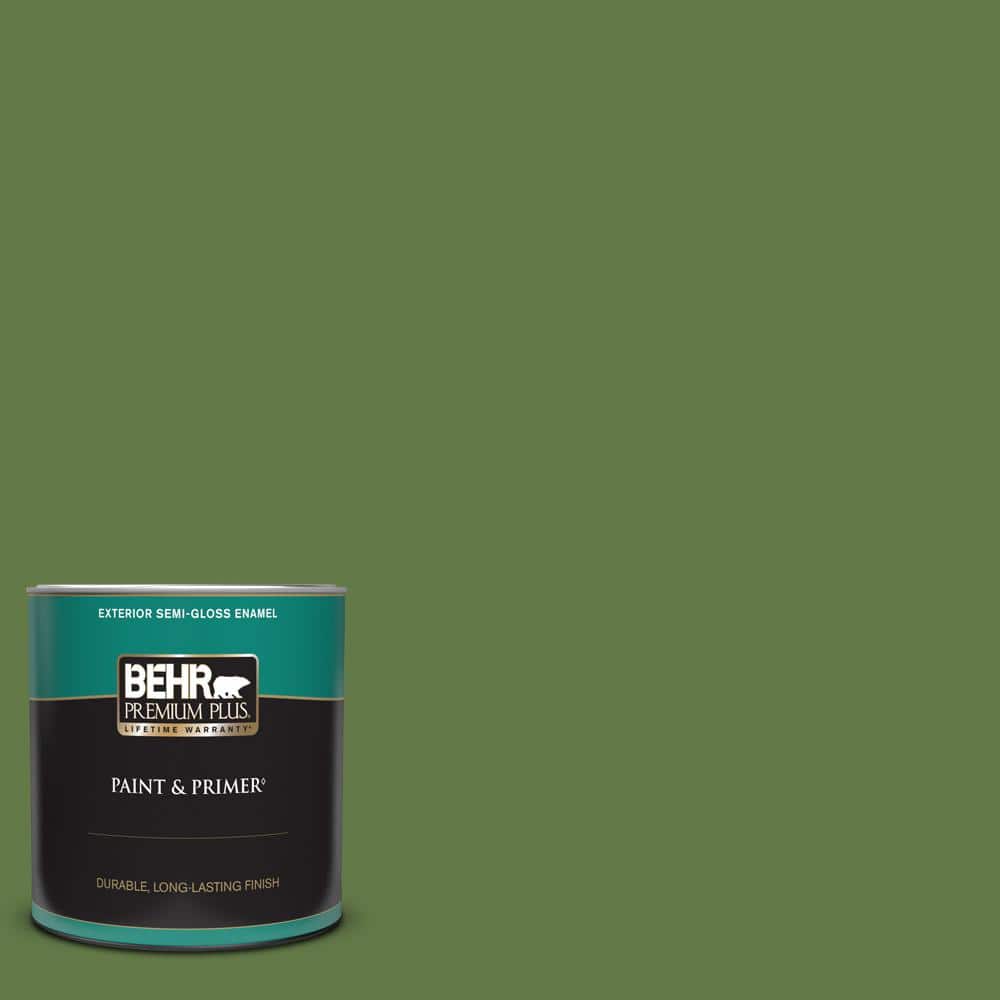 BEHR PREMIUM PLUS 1 qt. #M370-7 Mown Grass Semi-Gloss Enamel Exterior ...
