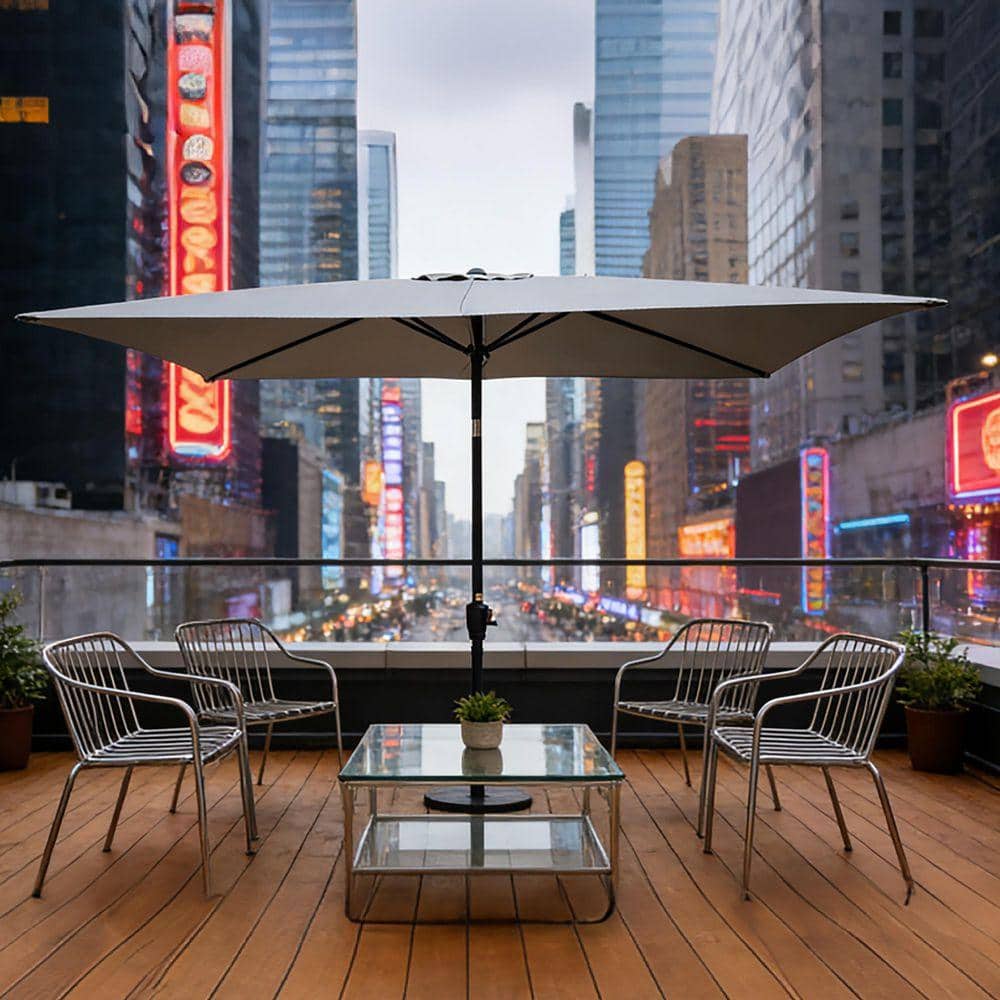 Coporesell 9 ft. Steel Patio Umbrella in Medium grey with Crank and ...