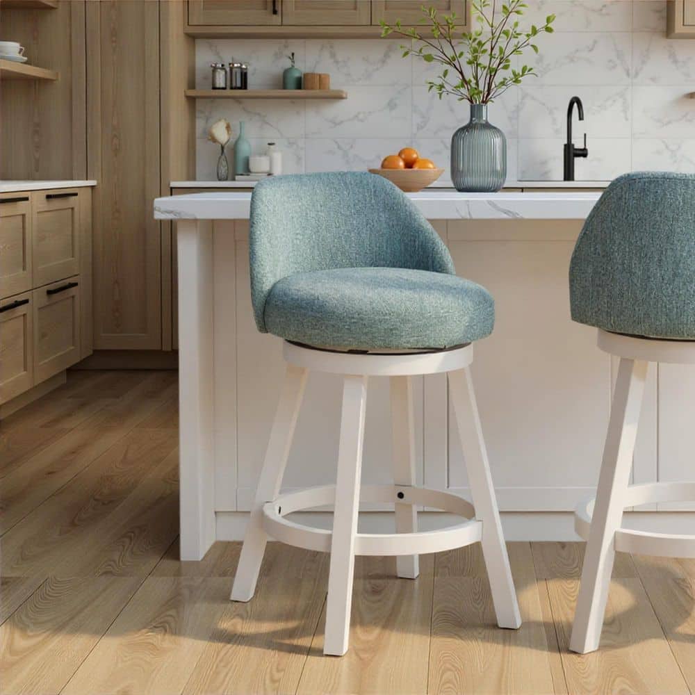 Armen Living Erika 32 in. H Counter Height Light Blue Low Back Wood Bar ...