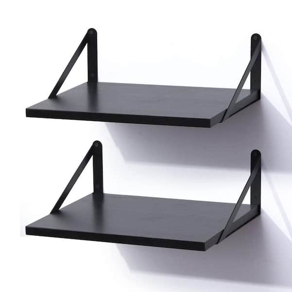 PALEO HOME LLC 16 in. W x 12 in. Black Floating Shelves for Wall, Deep ...