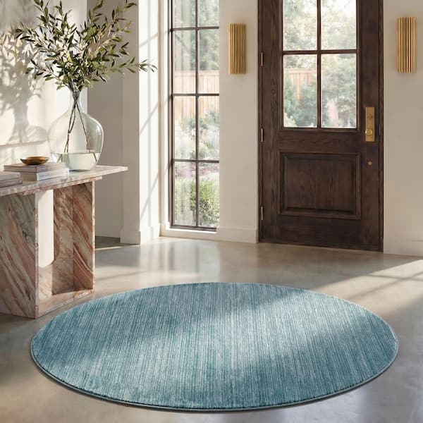 SAFAVIEH Vision Aqua 7 ft. x 7 ft. Round Solid Area Rug VSN606B-7R ...