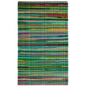 SAFAVIEH Rag Rug Green/Multi 5 ft. x 8 ft. Striped Area Rug RAR240E-5