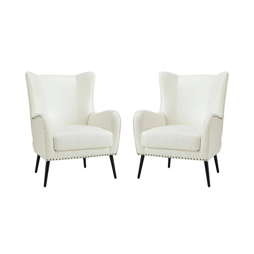 JAYDEN CREATION Harpocrates 30 in. Ivory Upholstered Faux Leather Arm ...