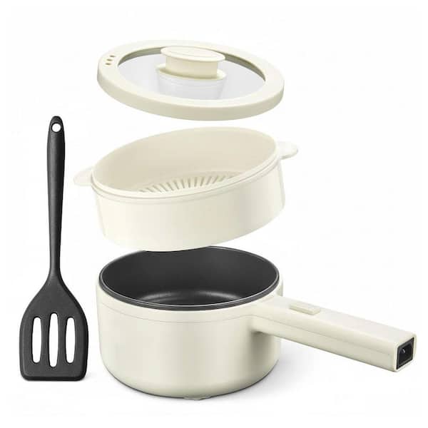 Polyethylene 1.6L White Electric Stock Pot Non-Stick Cooker with ...
