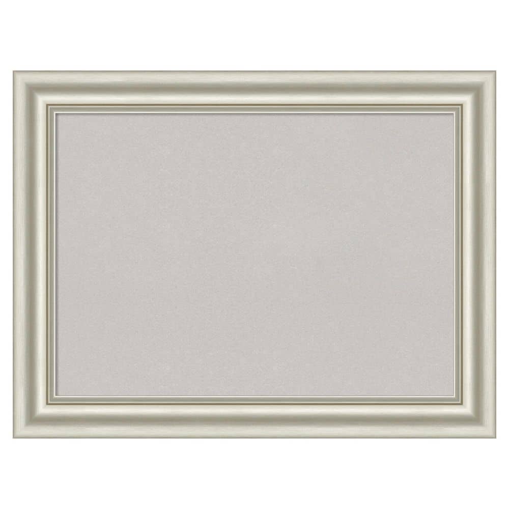 Amanti Art Sophia Silver 34 in. x 26 in. Poly Framed Grey Cork Memo ...