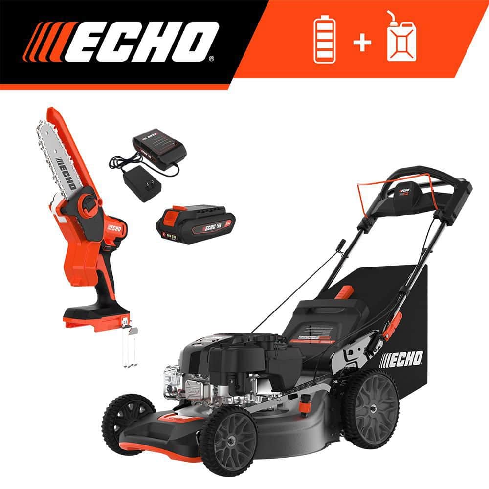 ECHO 21 in. 190 cc Gas 3-in-1 RWD Self-Propelled Lawn Mower, 56V 6 in ...