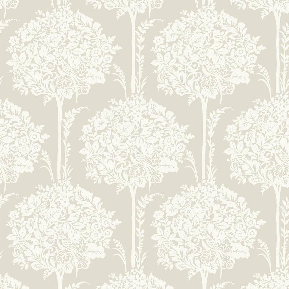 A-Street Prints Zaria Topiary Beige Paper Non-Pasted Matte Wallpaper ...