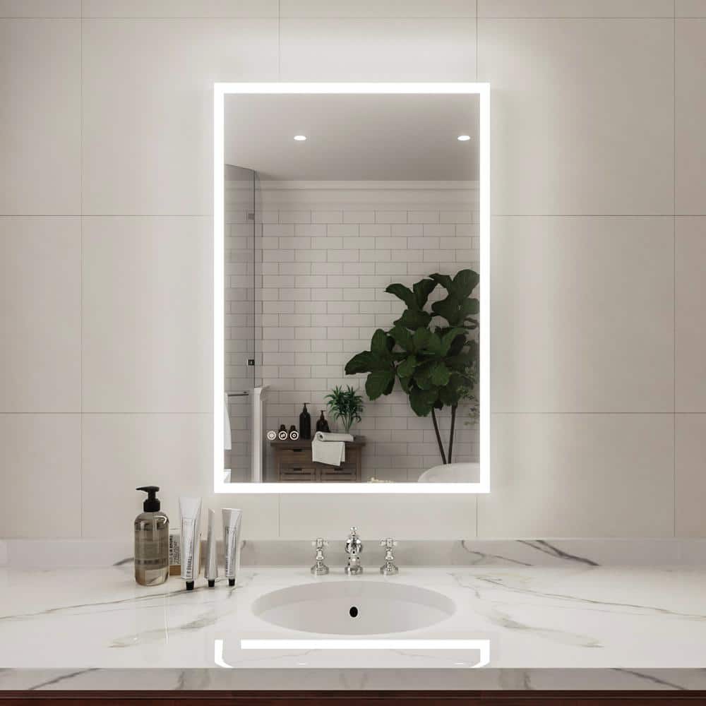 niveal Luna 24 in. W x 36 in. H Rectangular Frameless LED Wall Bathroom ...