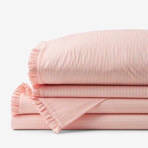 The Company Store Company Cotton Sunshine & Blooms Coral Pinstripe ...