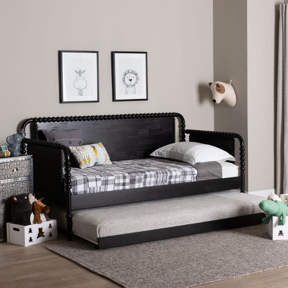 Baxton Studio Lucera Black Twin Daybed with Trundle 2631437214374HD ...