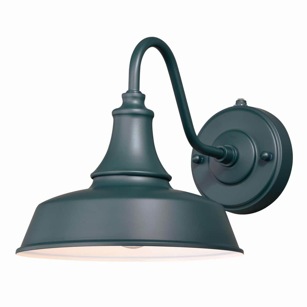 VAXCEL Dorado 1-Light Dusk to Dawn Green White Farmhouse Barn Dome ...