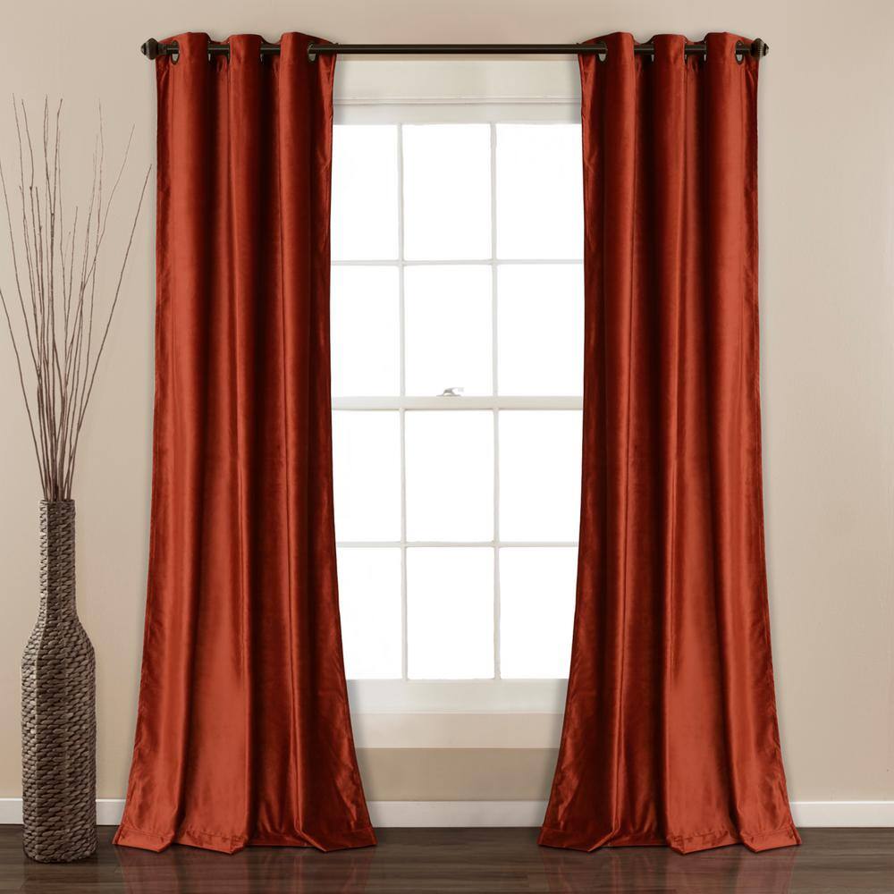 Lush Decor Rust Velvet Grommet Room Darkening Curtain - 38 in. W x 84 ...