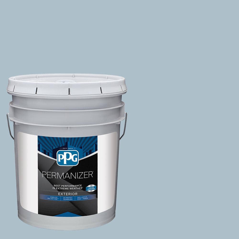 PERMANIZER 5 gal. PPG1153-4 Chambray Flat Exterior Paint PPG1153-4PZ ...