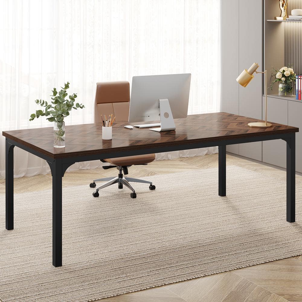 TRIBESIGNS WAY TO ORIGIN Perry 70.8 in. Brown Executive Office Desk ...