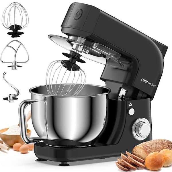 Elexnux 5.3 qt. 6-Speed Black Stand Mixer with Low Noise and Handle ...