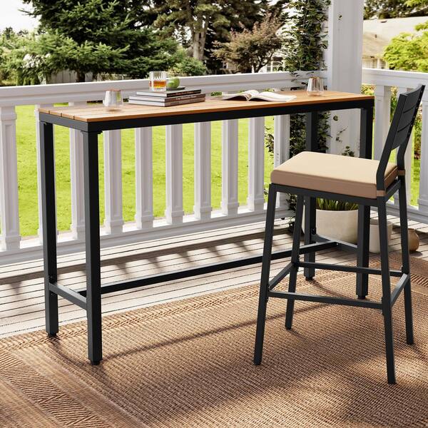 Crestlive Products Brown Patio Rectangle Metal Bar Height Outdoor ...