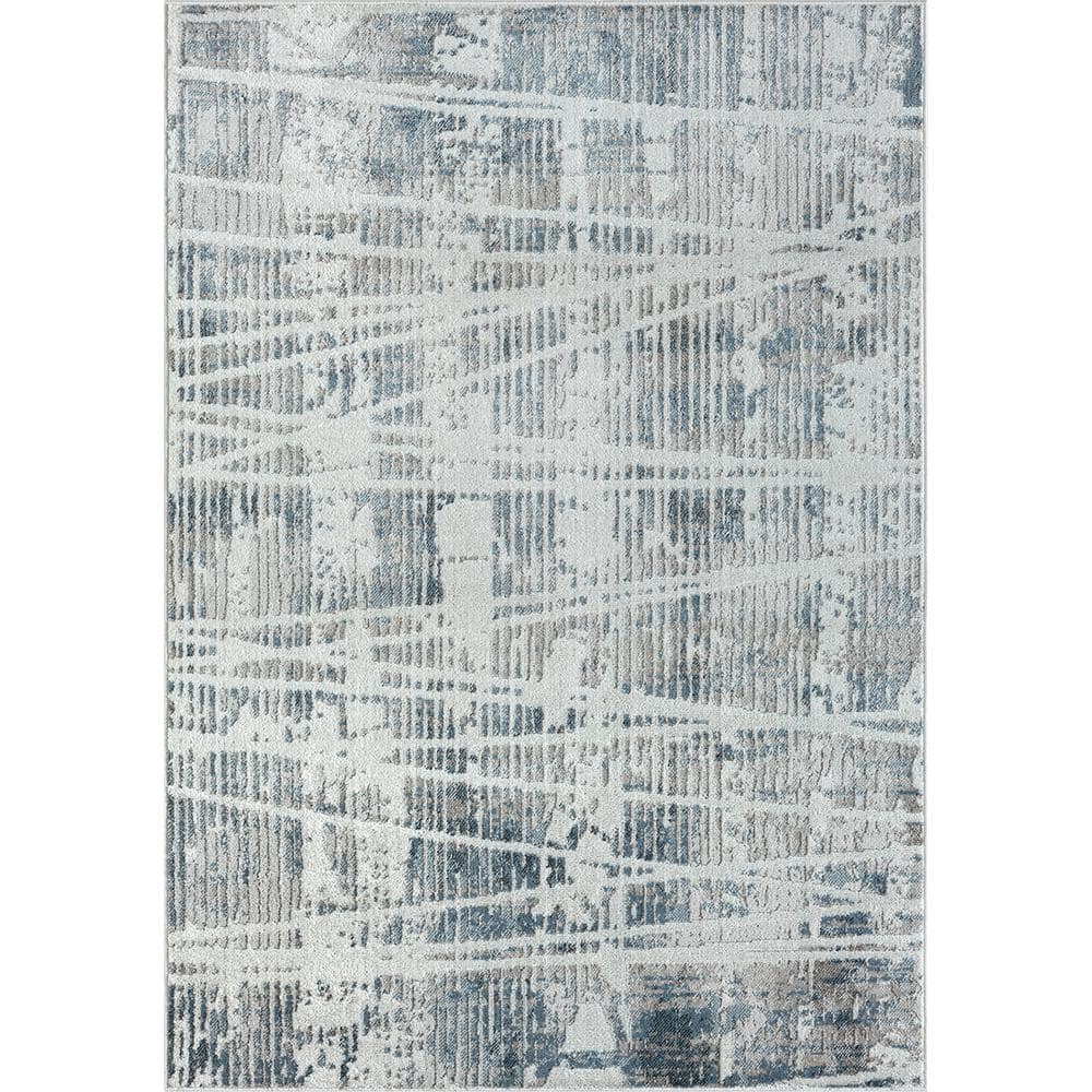 LR Home Cana Blue/Cream 8x10 ft. Abstract Modern Contemporary Synthetic ...
