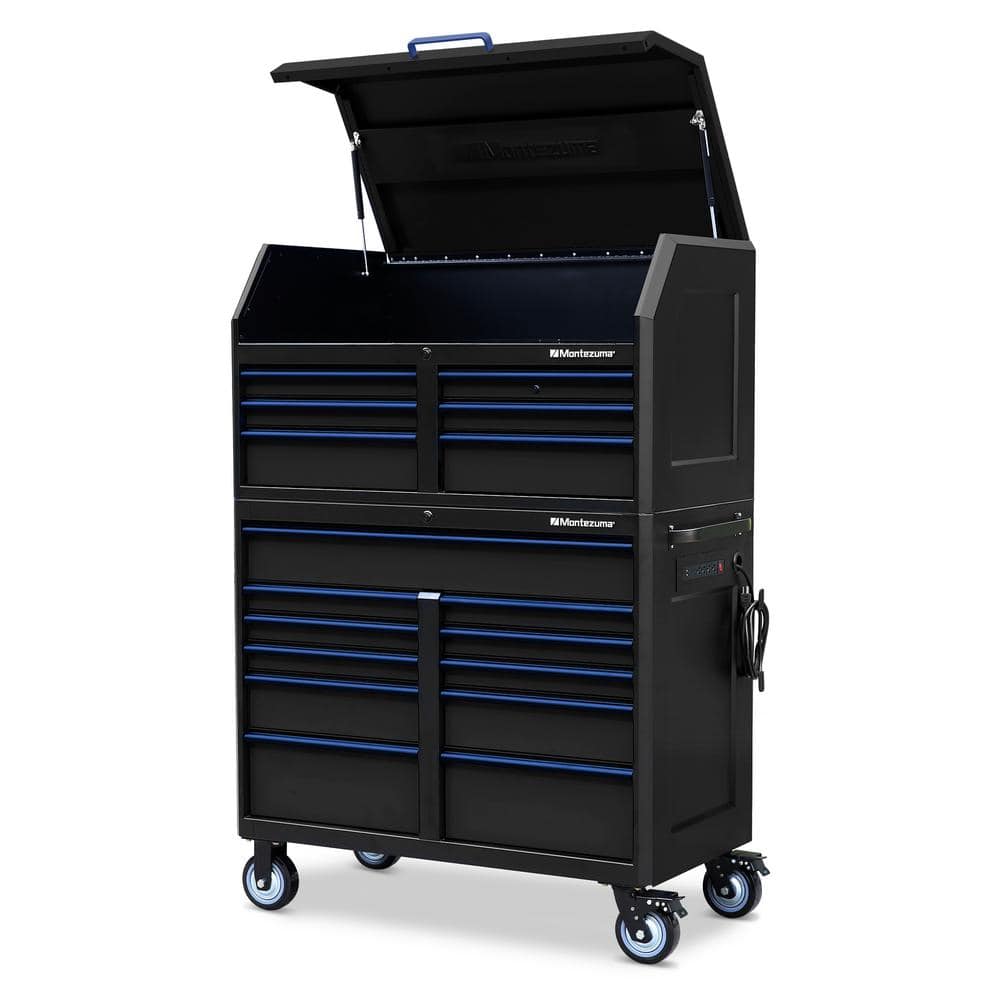 Montezuma 46 in. W x 24 in. D 17-Drawer Tool Chest and Cabinet Combo ...
