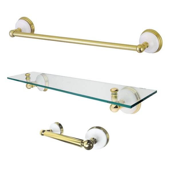 Kingston Brass Traditional 3-Piece Bath Hardware Set in Polished Brass ...