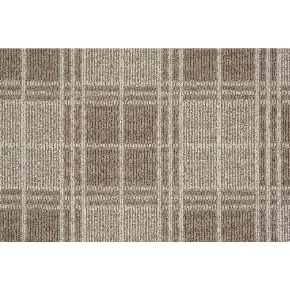 Natural Harmony Checkerboard Bark/Quarry Brown 12 ft. 27 oz. Wool ...