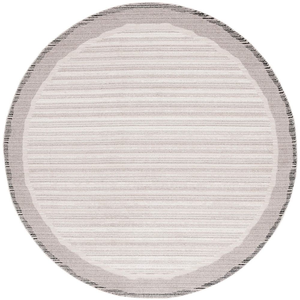 SAFAVIEH Jade 7 ft. x 7 ft. Ivory/Beige Black Border Striped Modern ...